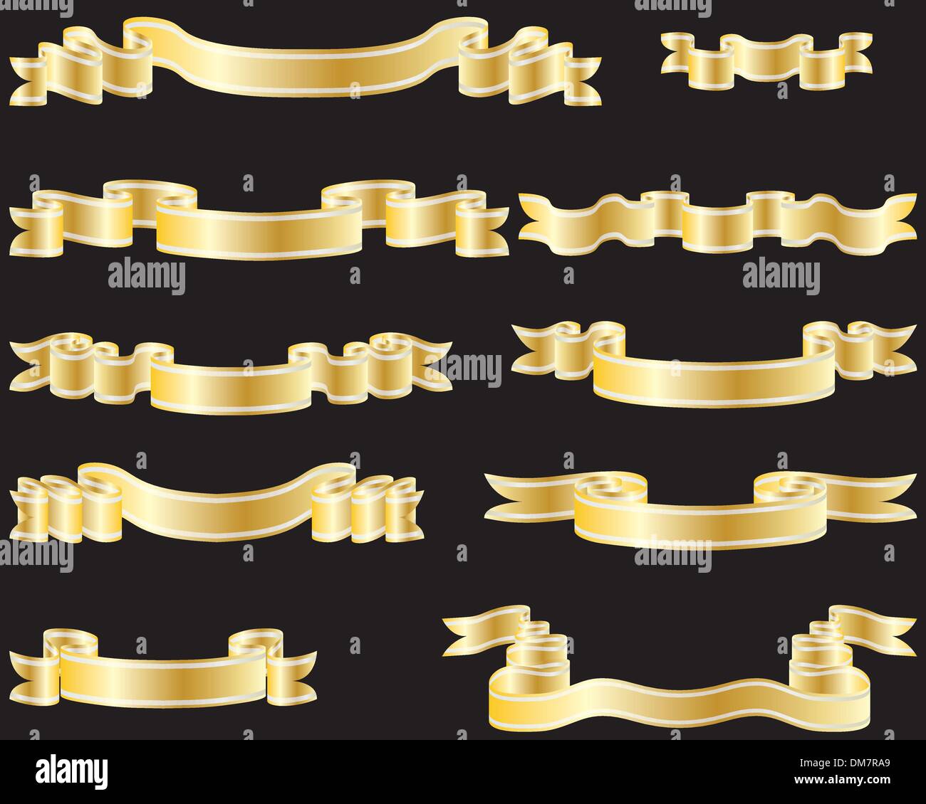 gold ribbons set Stock Vector Image & Art - Alamy
