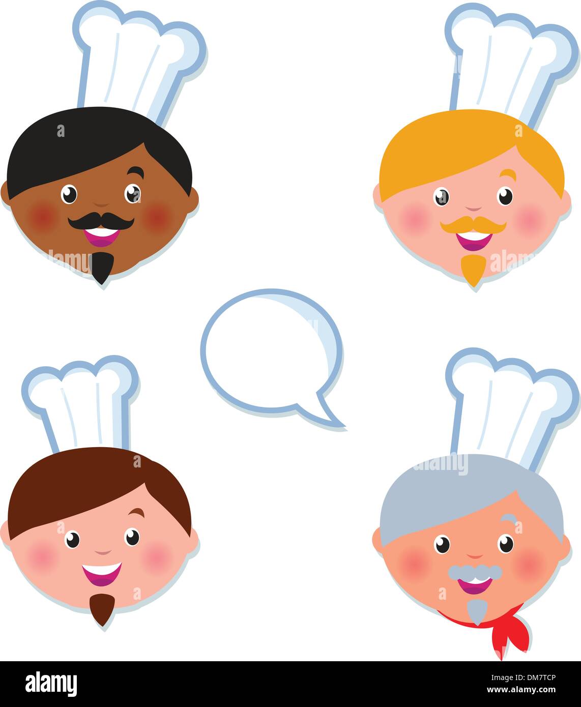 International light and dark skin Chef cooks head icons Stock Vector ...