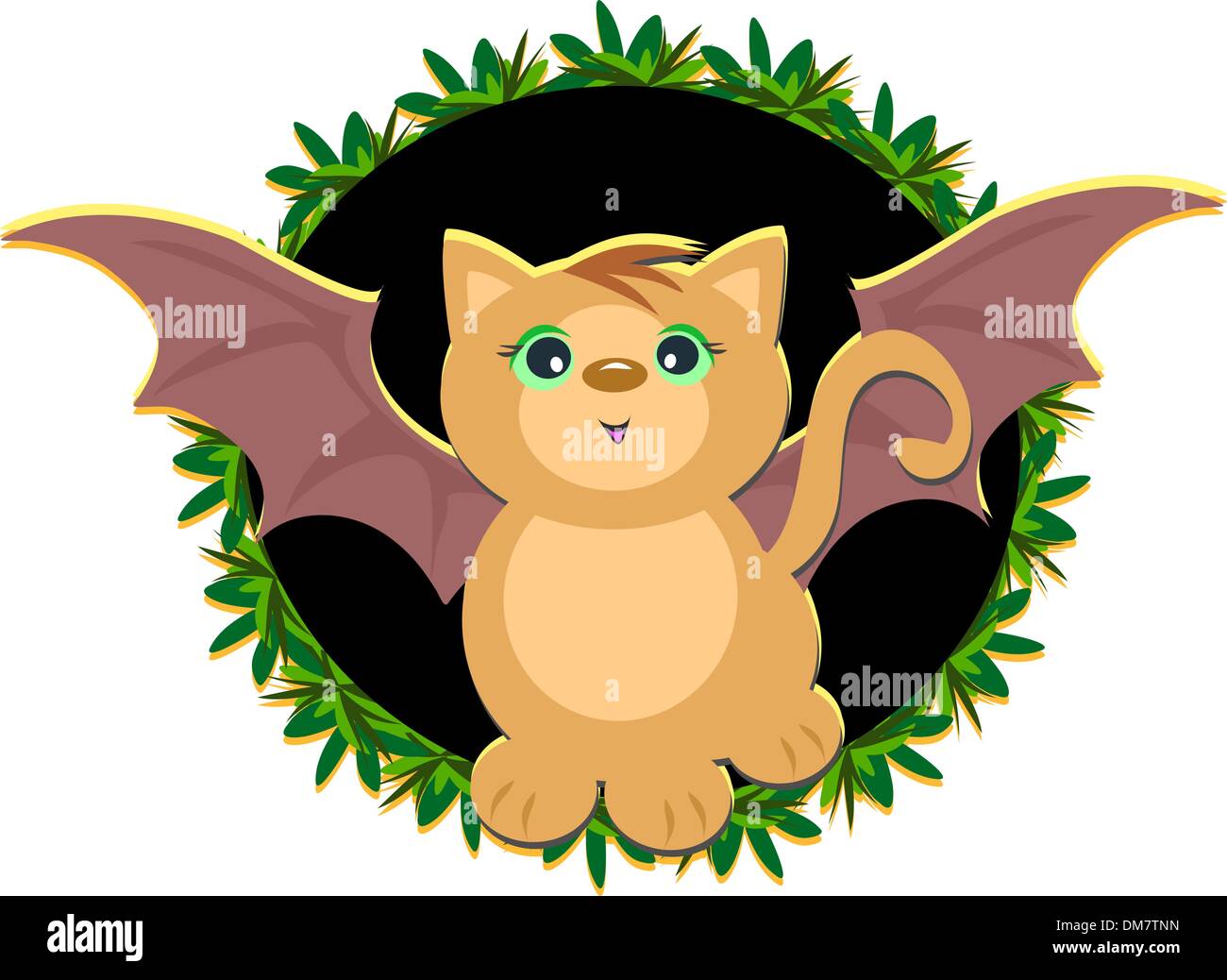 Cat Bat in Leaf Wreath Stock Vector Image & Art - Alamy