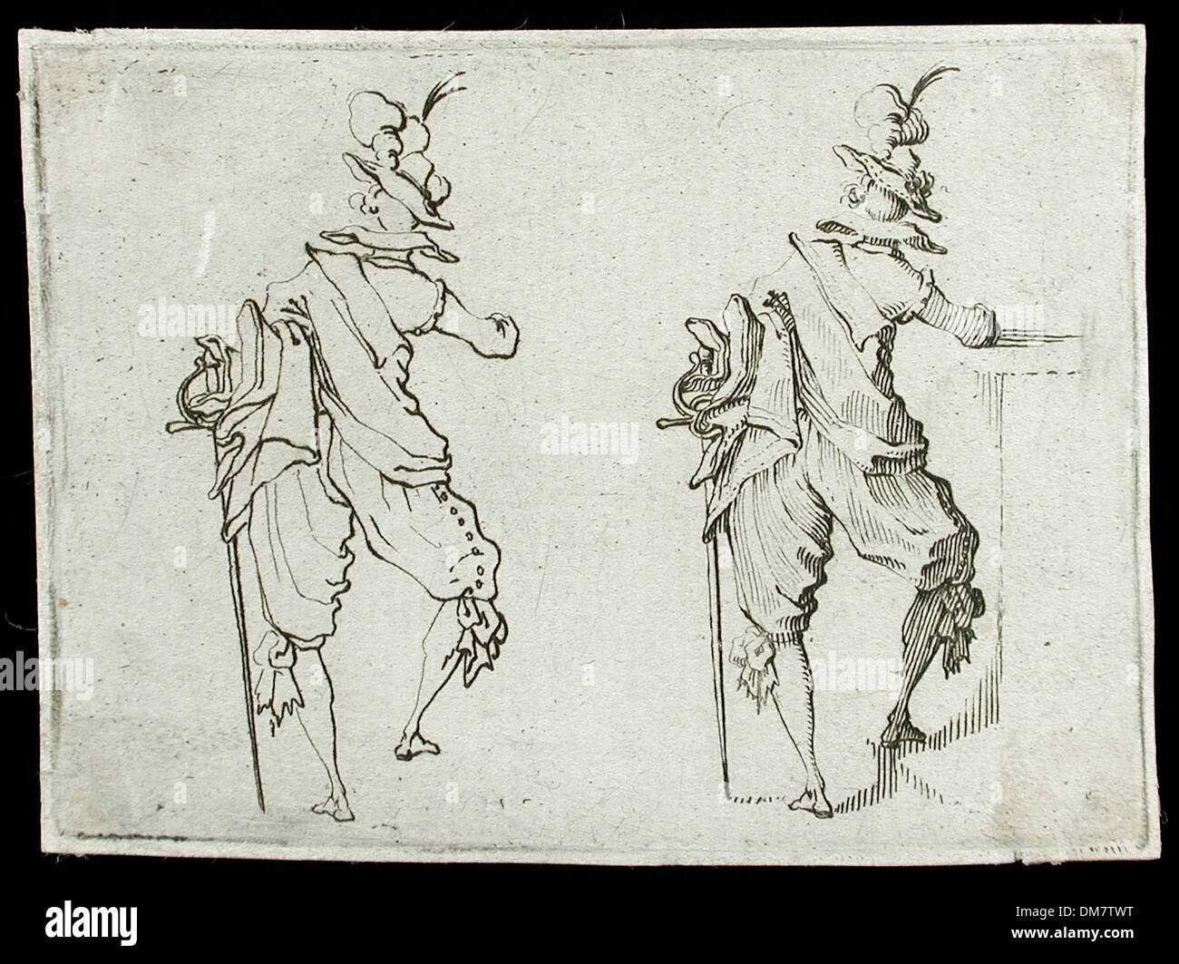 This artwork portrays a man holding a large sword, seen from behind ...