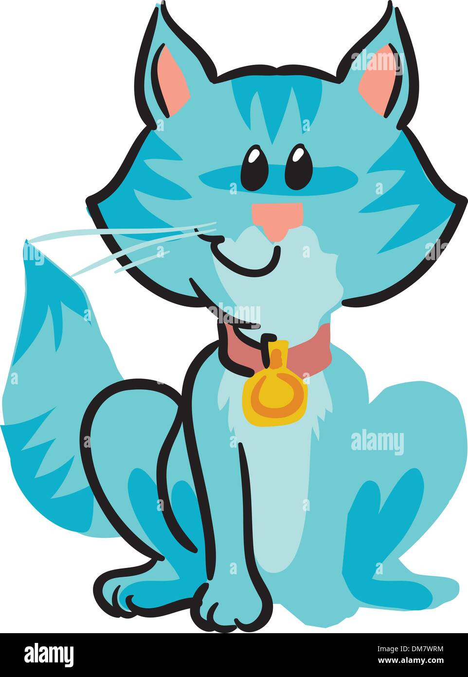 cute blue kitty illustration Stock Vector Image & Art - Alamy