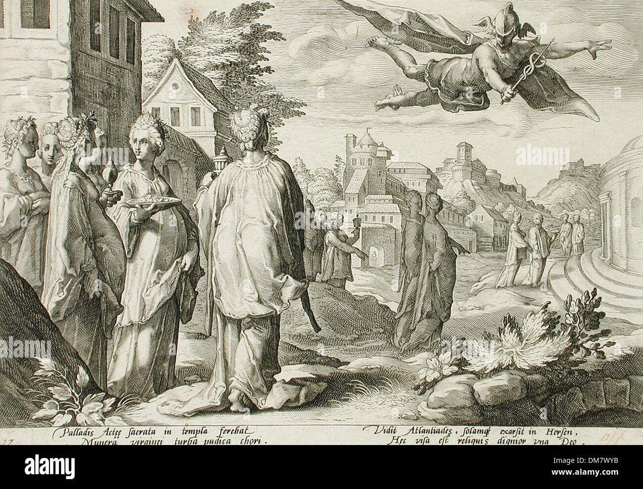 This mythological scene depicts Mercury, the messenger god, falling in ...