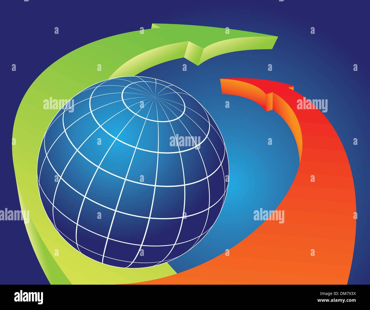Earth globe overlapped by bending arrows Stock Vector Image & Art - Alamy