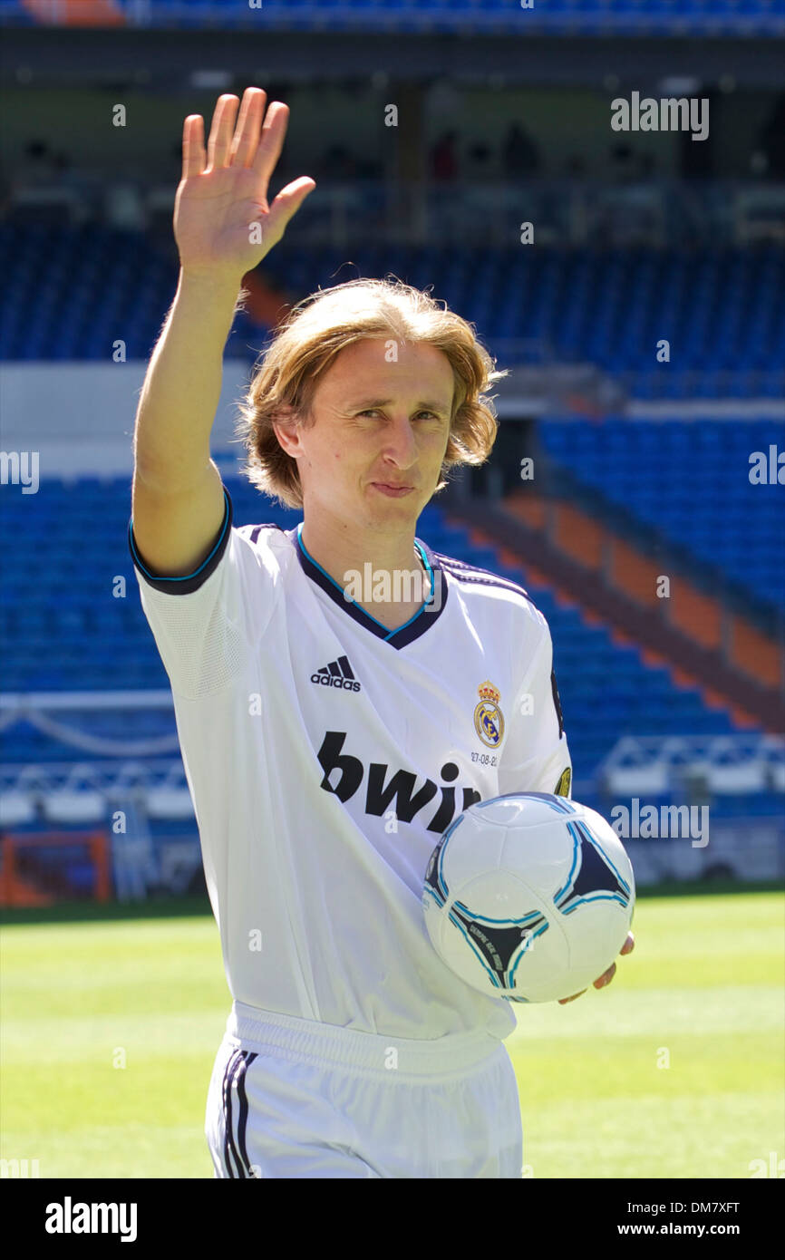 Luka Modric signs Real Madrid at Santiago Bernabeu stadium Madrid Spain ...
