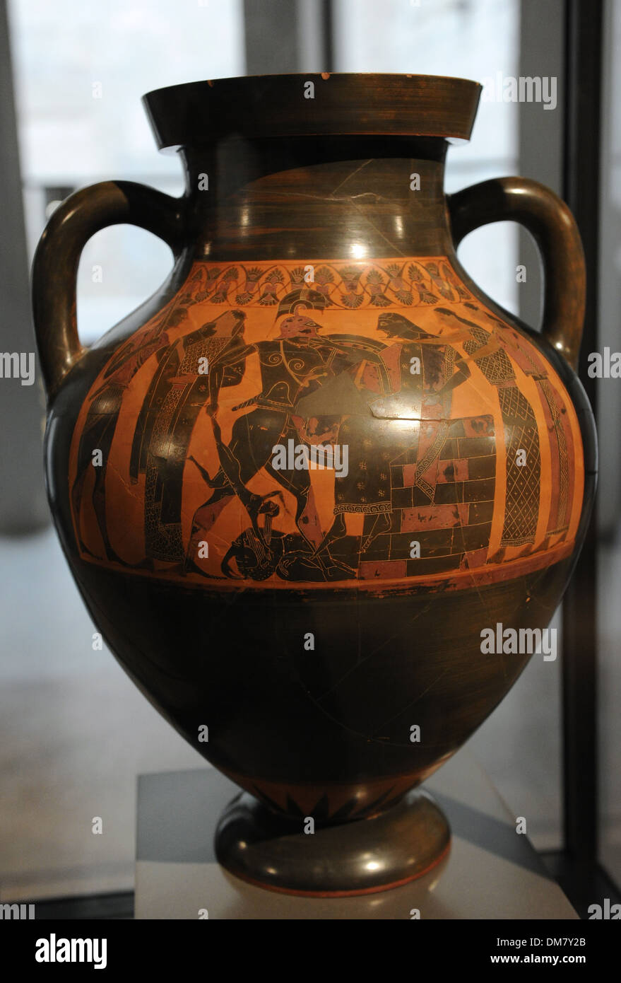 Attic amphora depicting scenes of Trojan War. Neoptolemus kill Priam ...