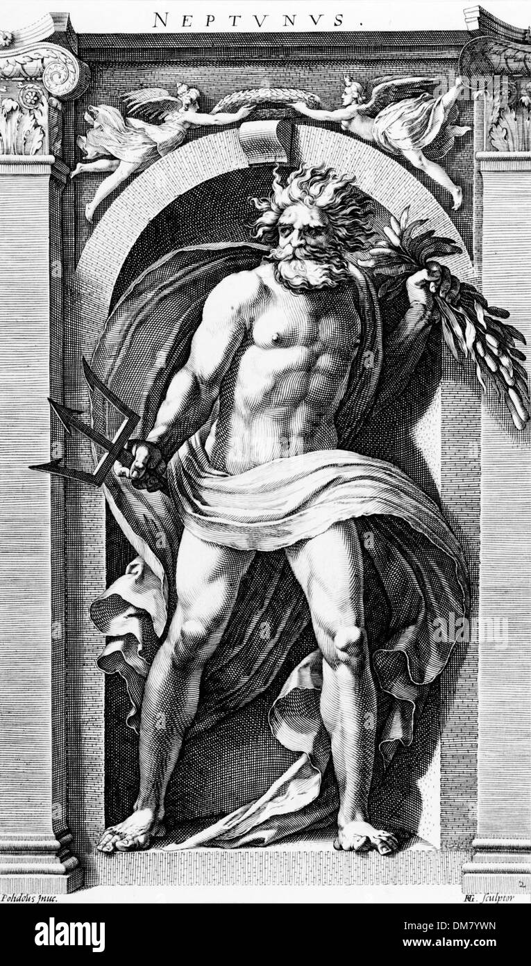 This sculpture or painting represents Neptune, the Roman god of the sea ...