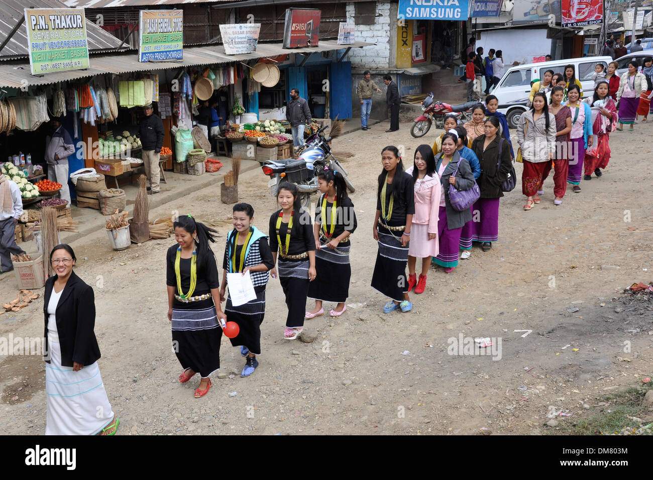 India, Arunachal Pradesh, Along valley, Galo tribe procession Stock ...