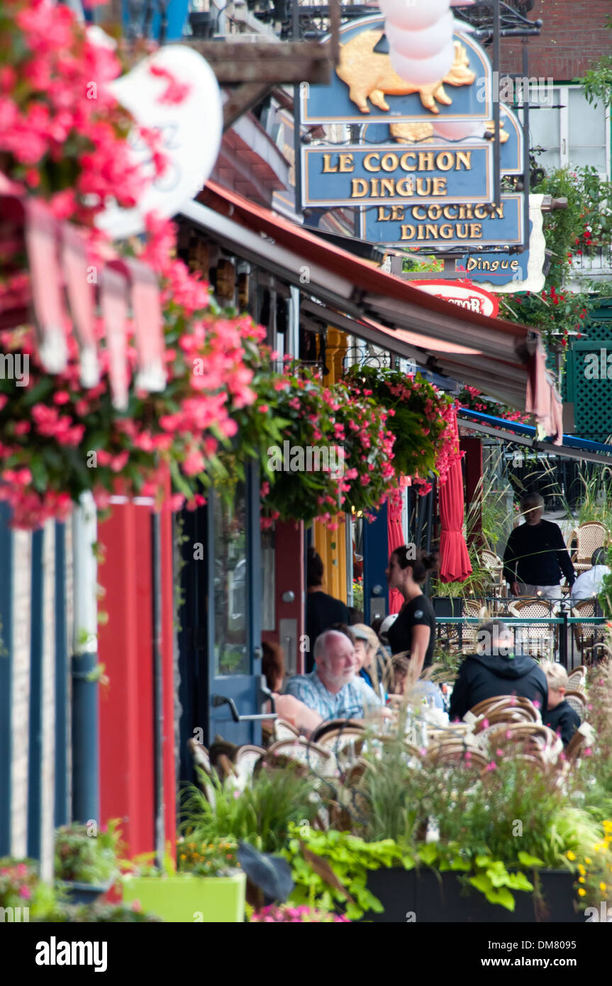 The terrace of the Cochon Dingue restaurant On Boulevard Champlain in ...