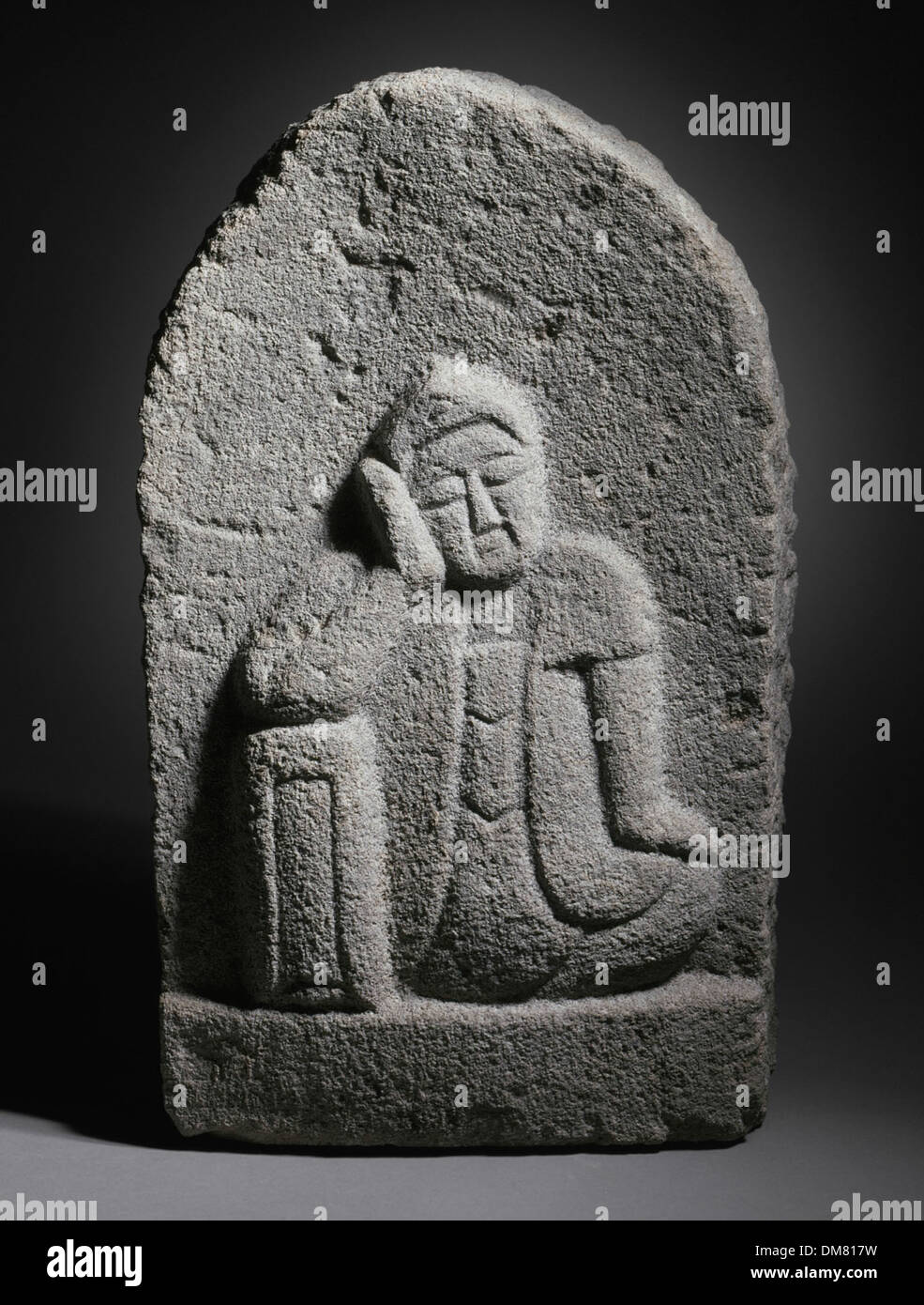 The ornamental garden stele features intricate carvings of natural ...