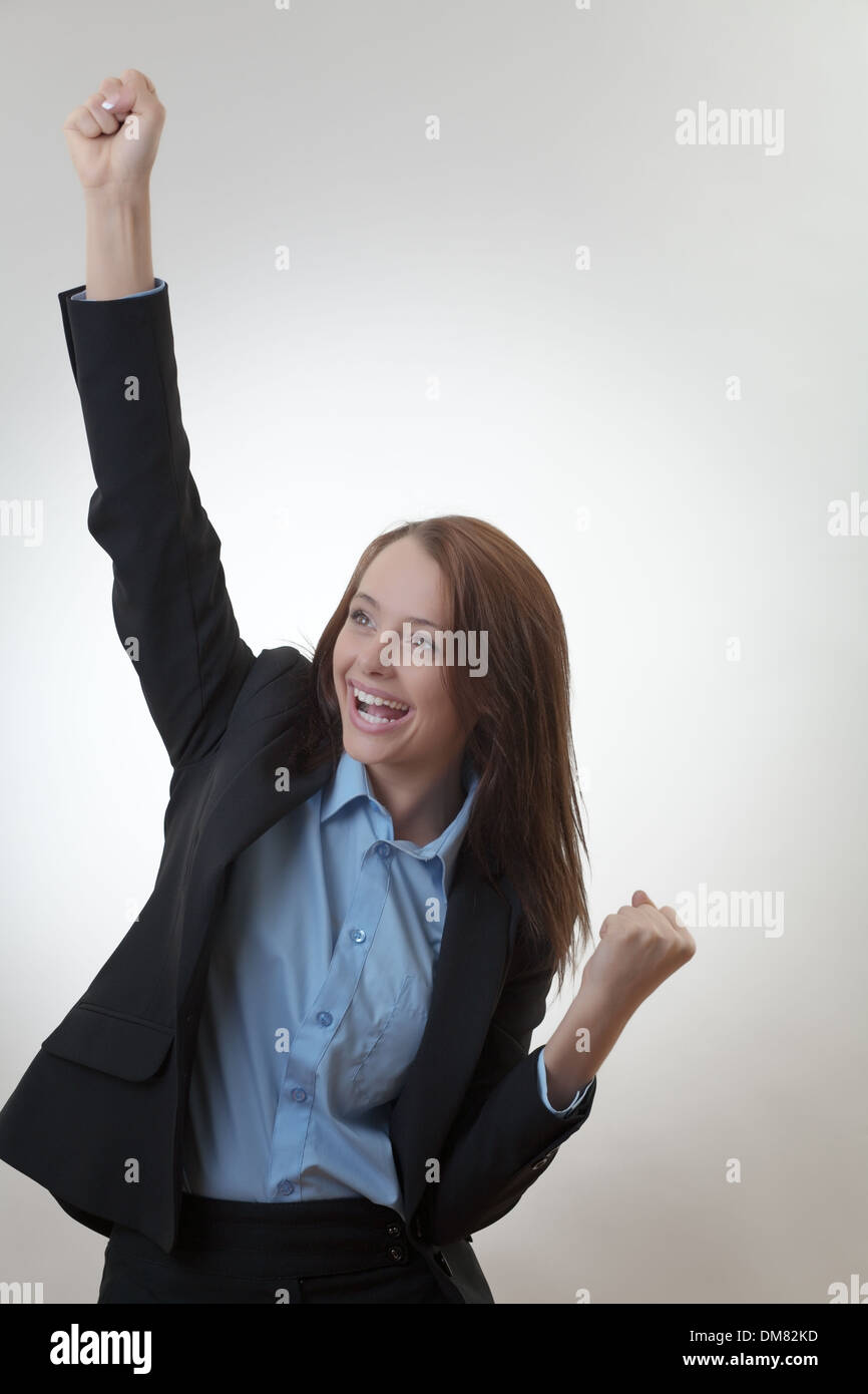 Triumphant and Happy business woman celebrating success Stock Photo - Alamy