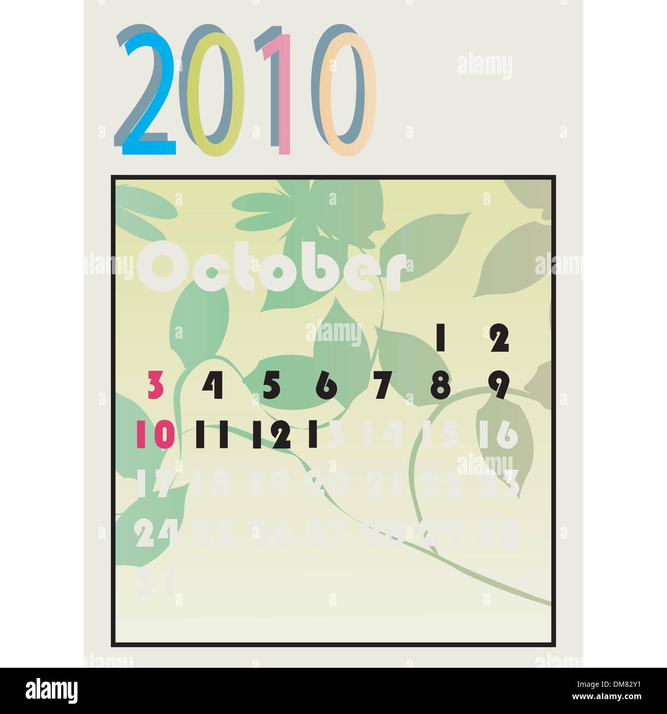 2010 calendar Stock Vector Images - Alamy