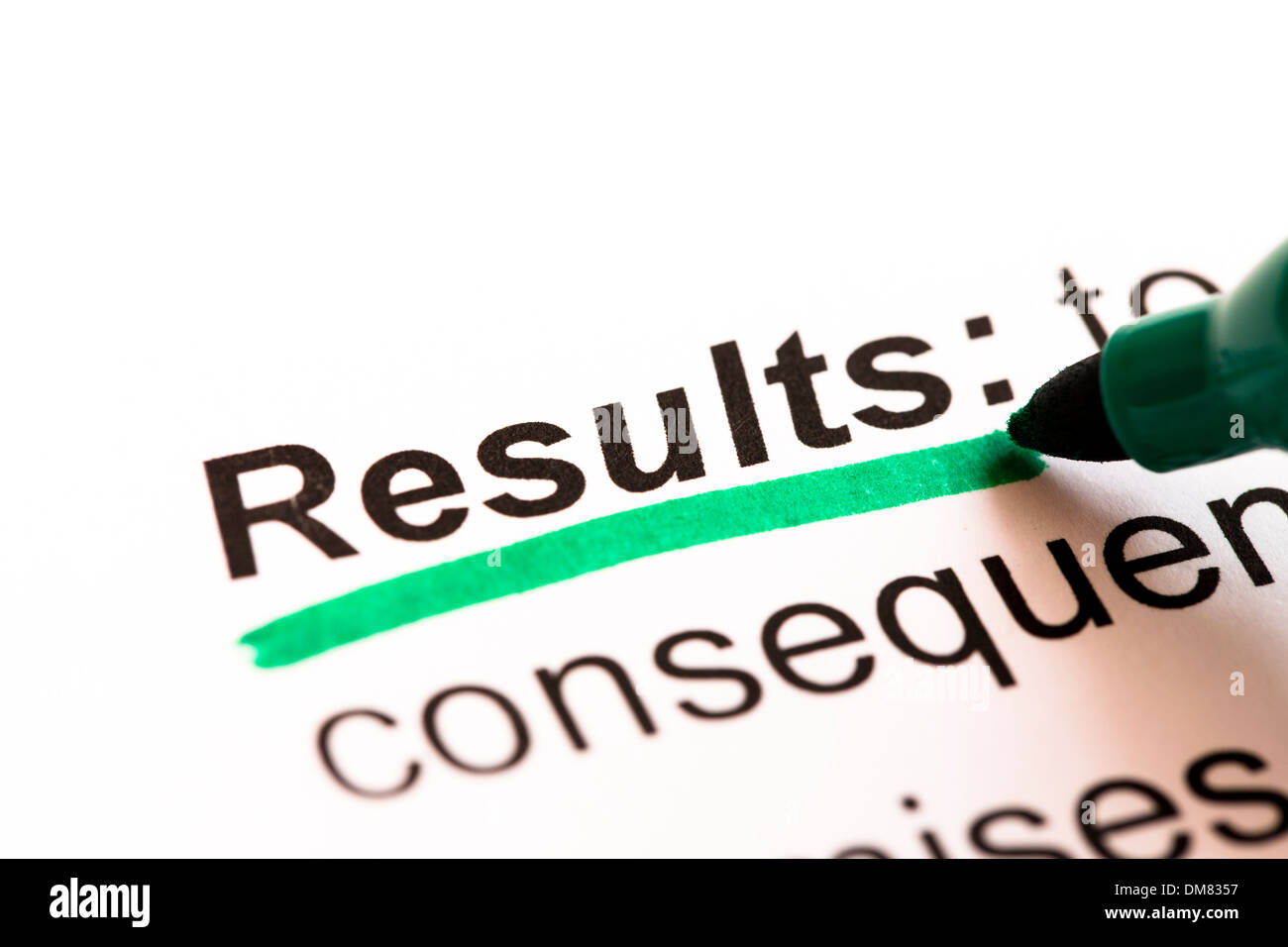 "Results" Definition underlined Stock Photo - Alamy