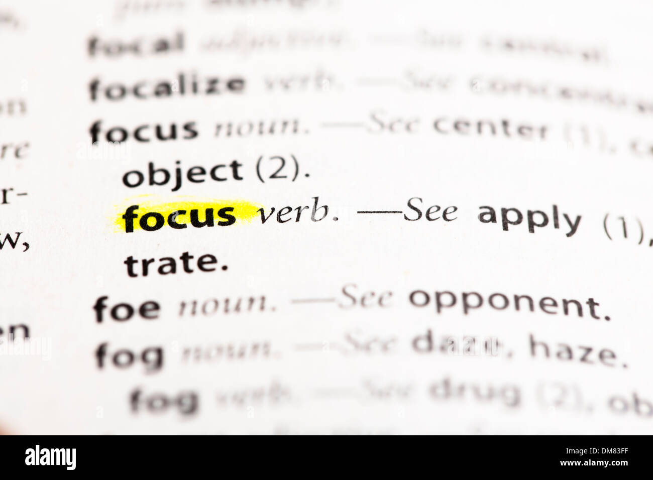 "Focus" Definition highlighted Stock Photo - Alamy