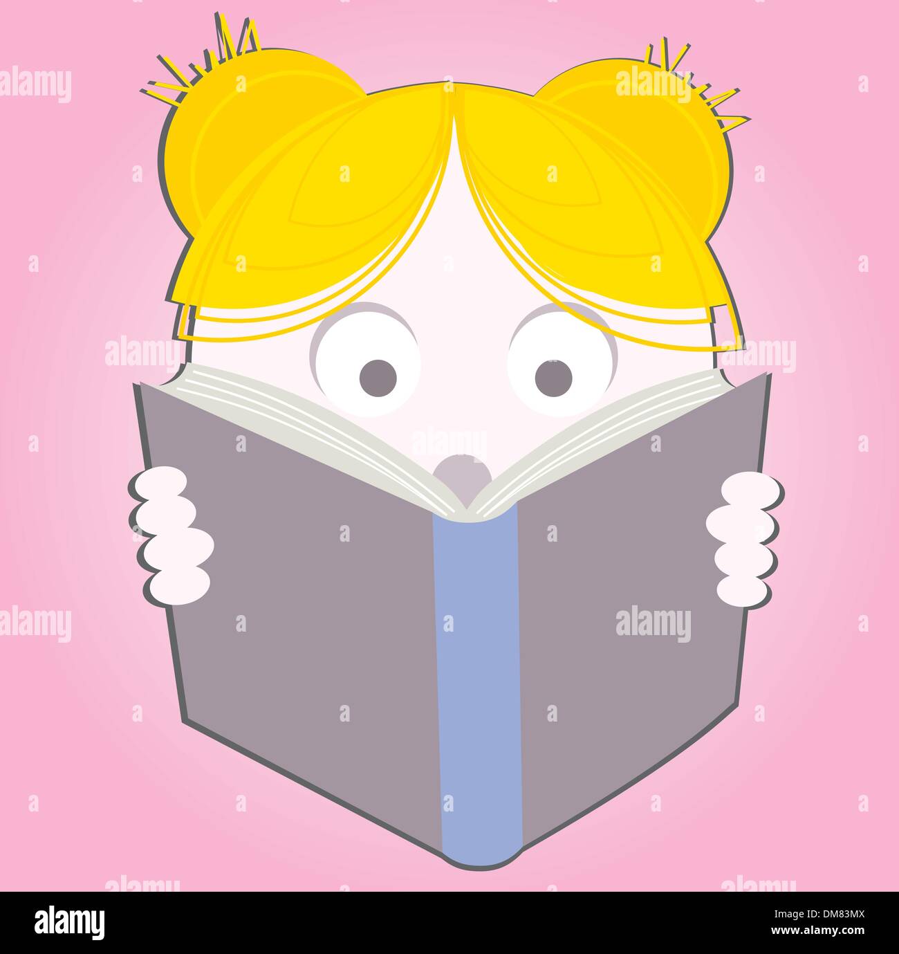 Cartoon girl reading book hi-res stock photography and images - Alamy