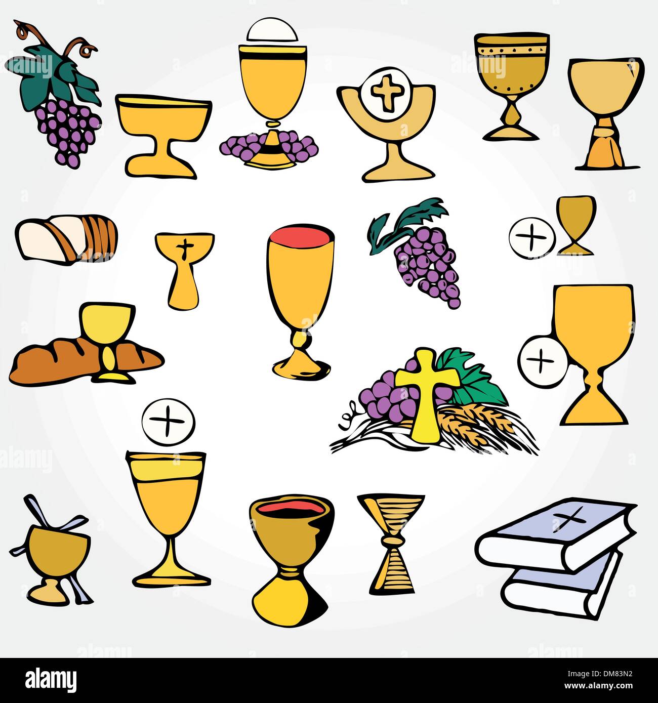 Set of Illustration of a communion traditional Christian symbols Stock ...