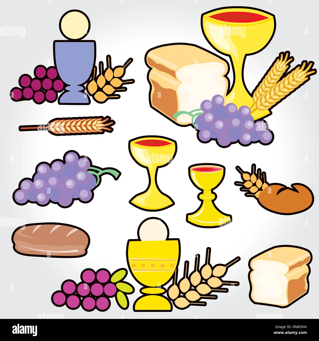 Set of Illustration of a communion traditional Christian symbols Stock ...