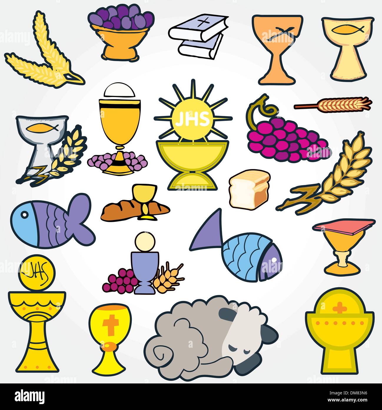 Set of Illustration of a communion traditional Christian symbols Stock ...