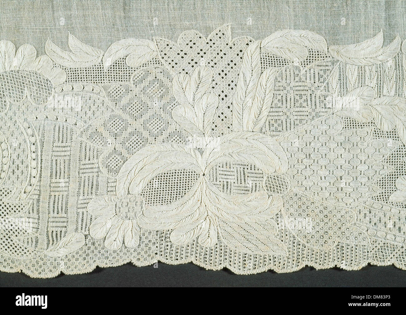 This pair of engageantes, part of a formal dress ensemble, features ...