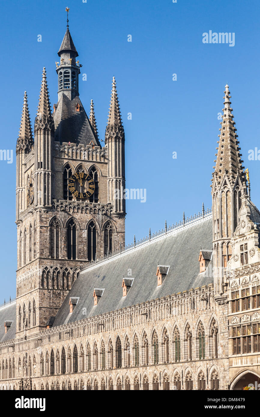 Buildings and architecture of the old town of Ypres in Grote Markt ...