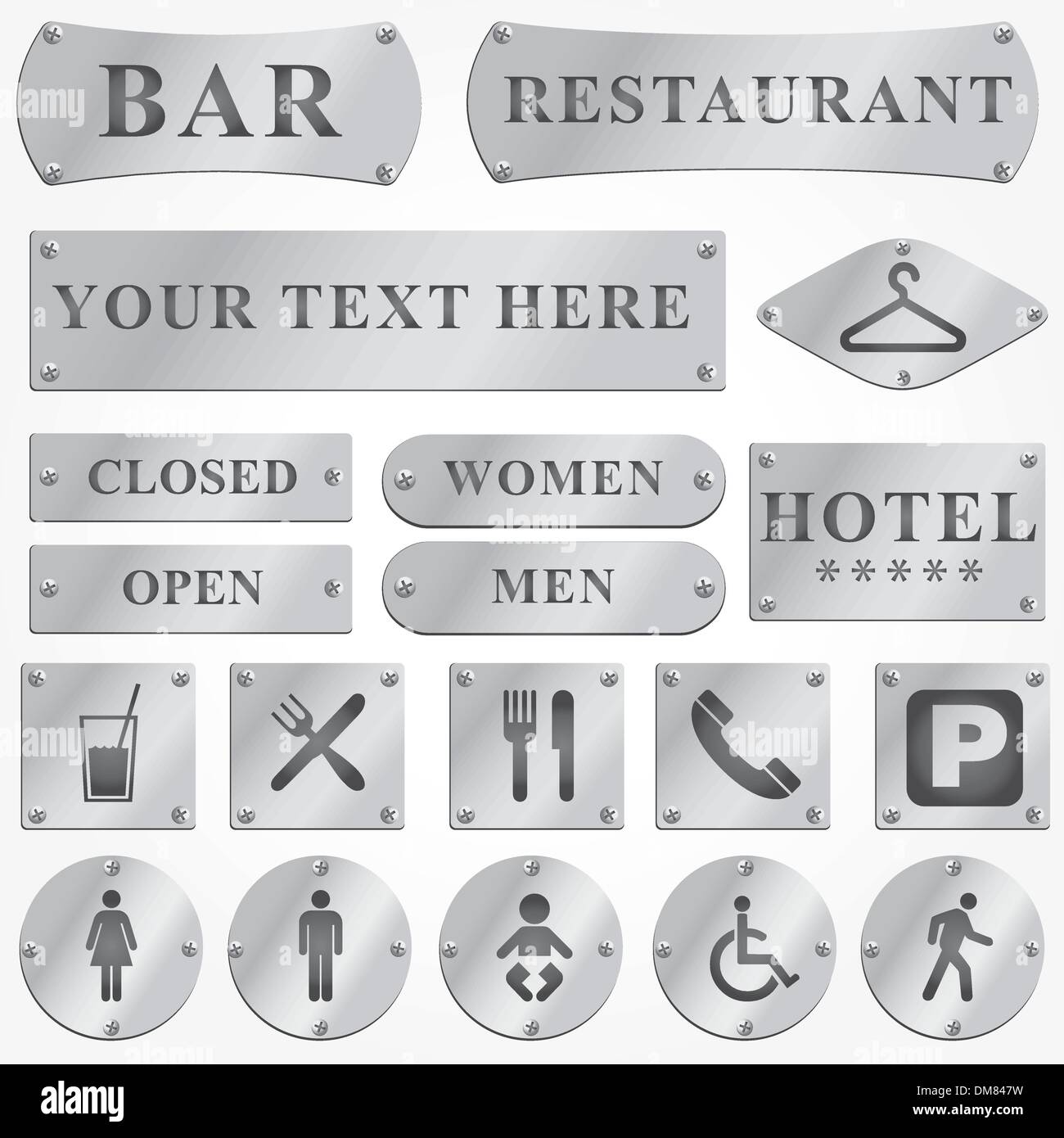 Vector Old plates and signboards with text and symbols Stock Vector ...