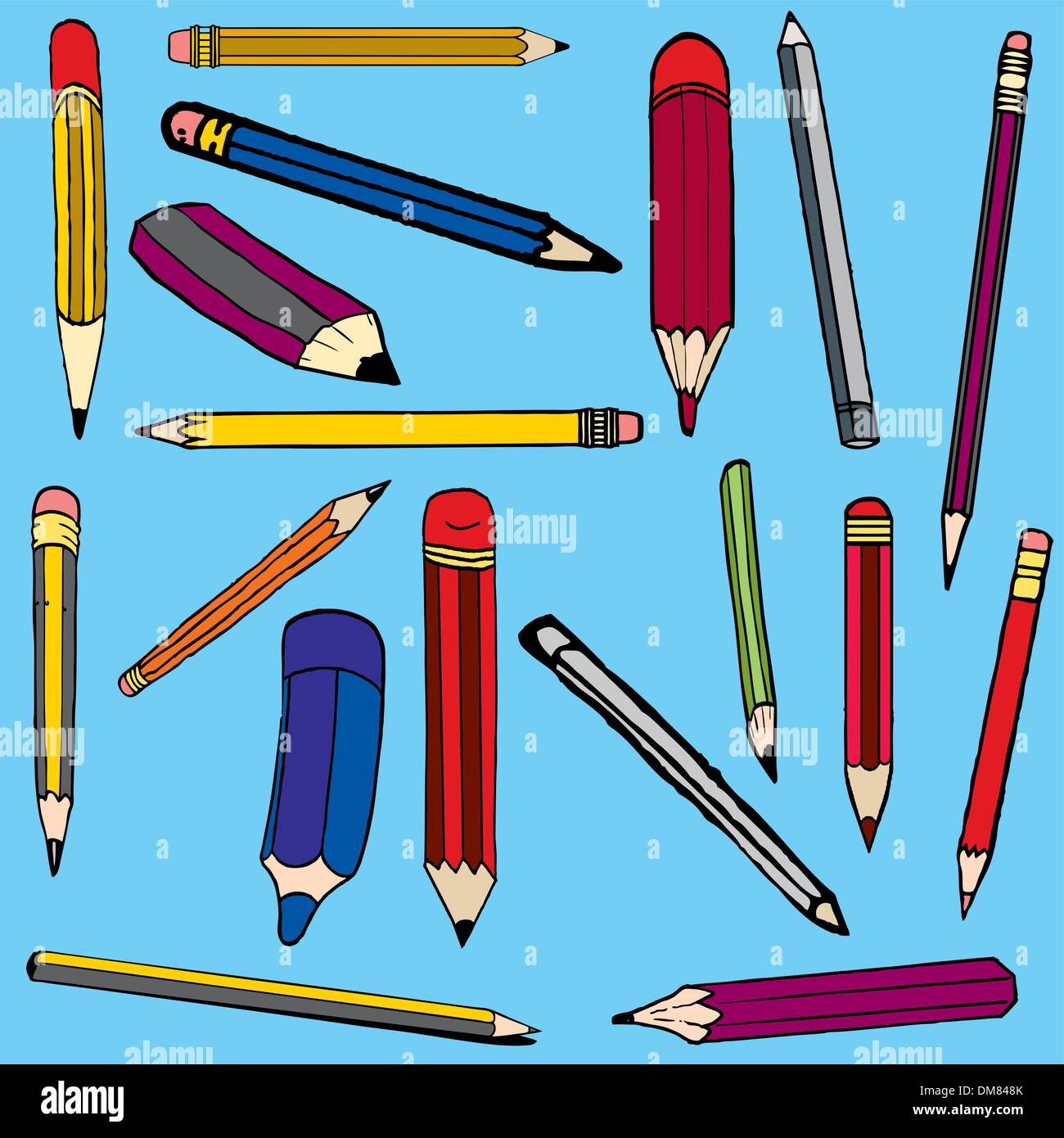 Set of pencils cartoon vector illustration Stock Vector Image & Art - Alamy