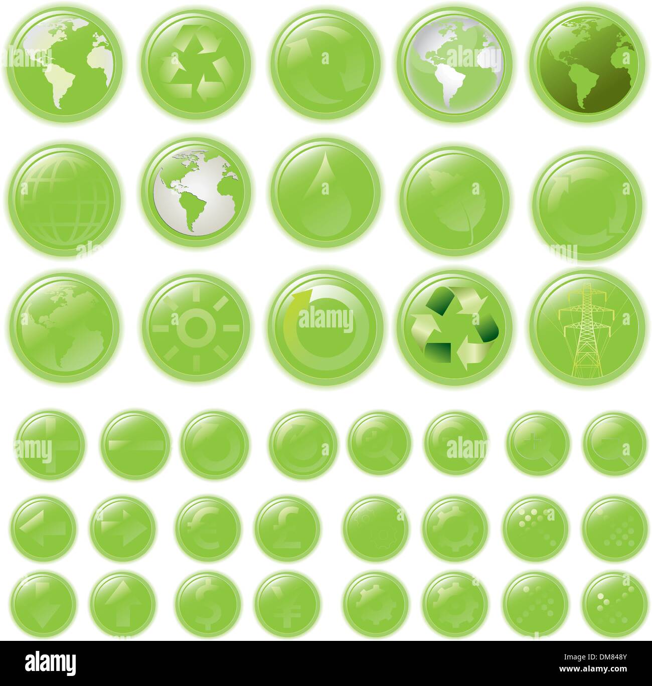 Green buttons aqua style glossy Stock Vector Images - Alamy