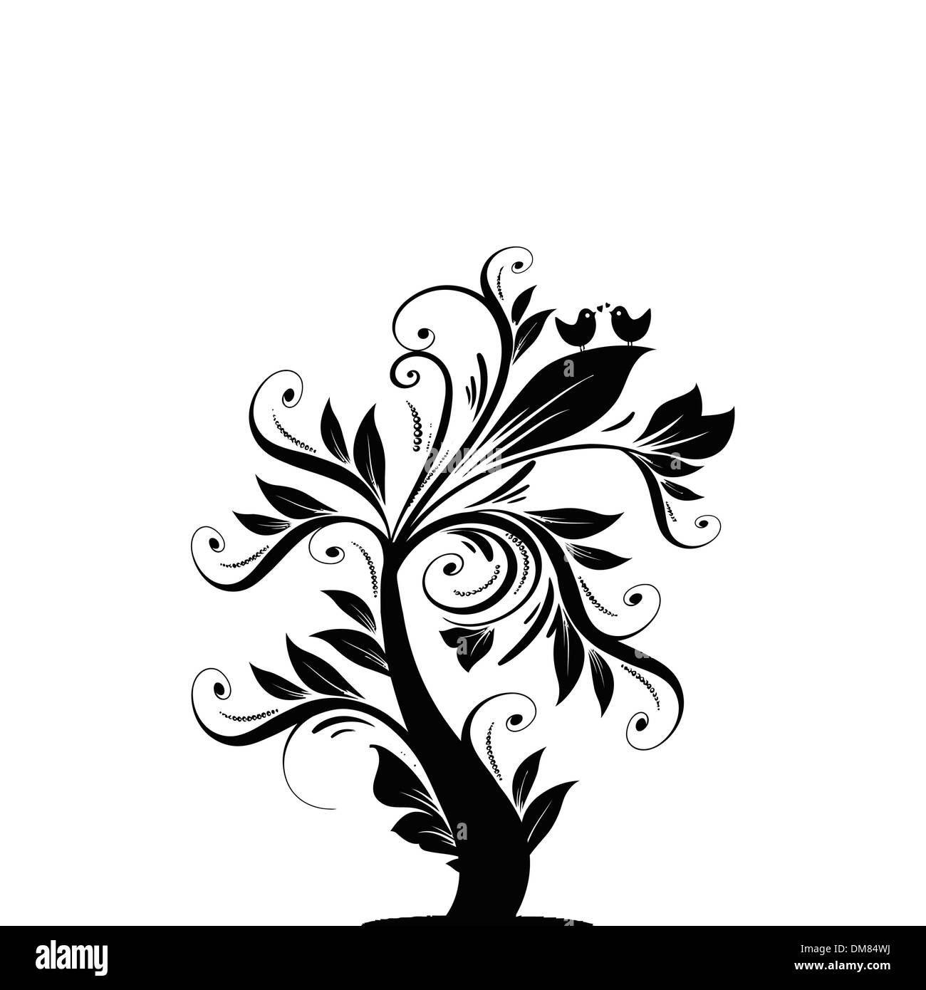 Abstract Art Tree Black And White