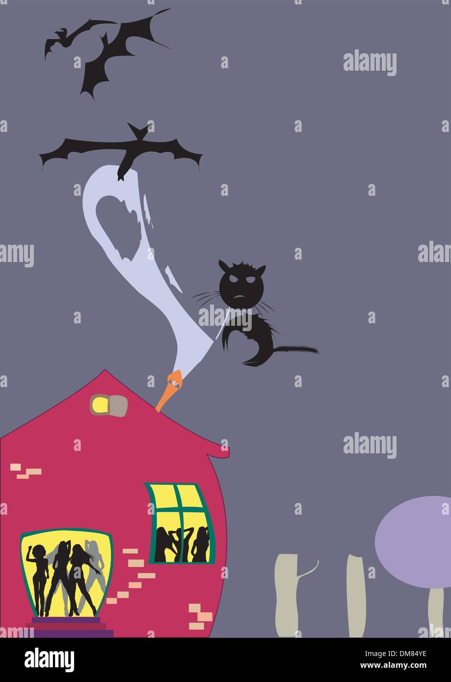 Poster halloween party house Stock Vector Images - Alamy