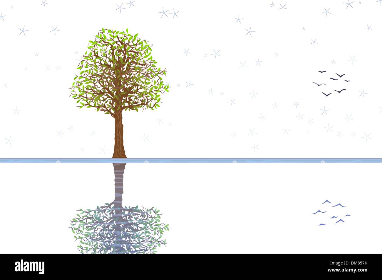 Tree reflection in spring Stock Vector Images - Alamy