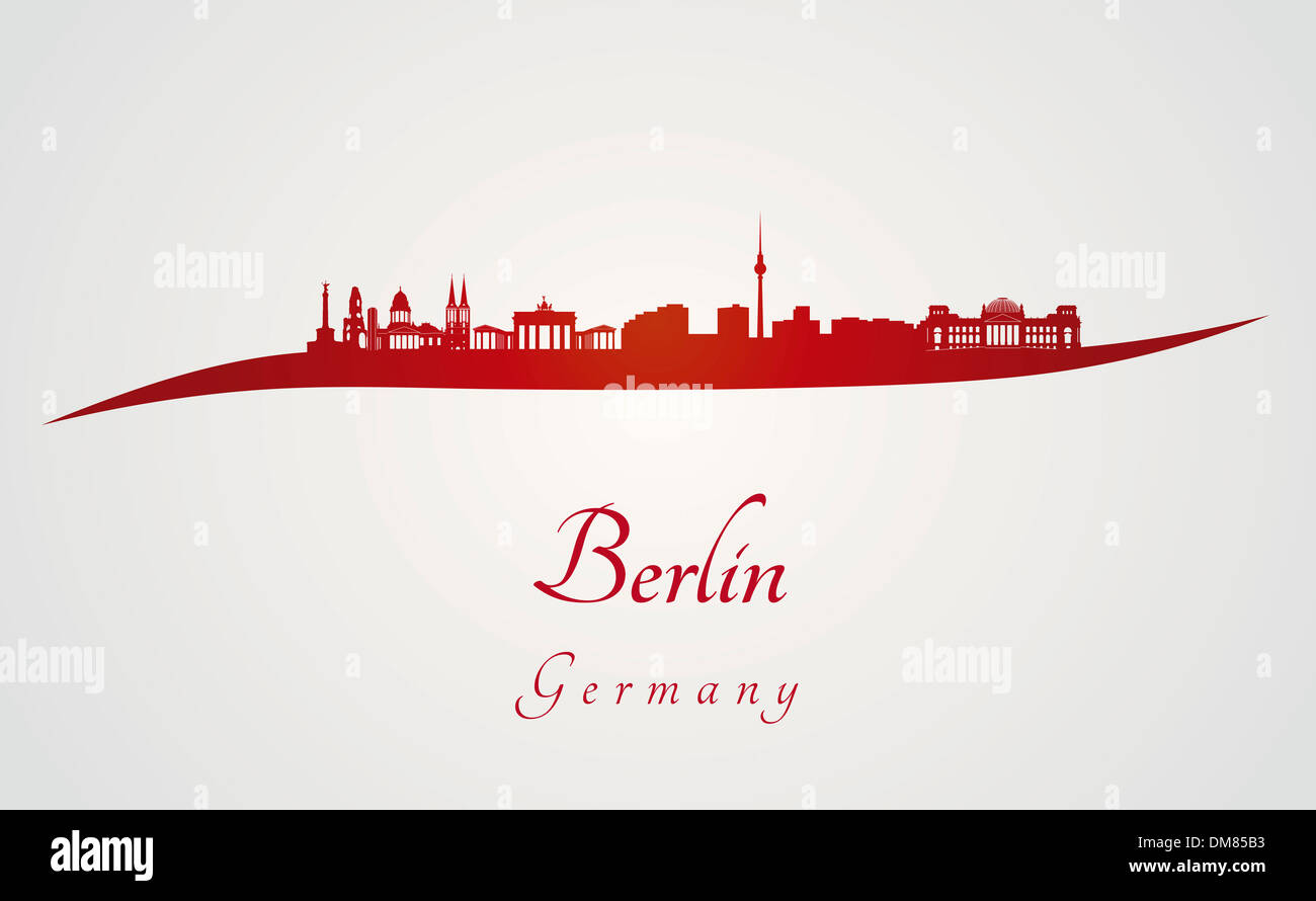 Berlin skyline in red and gray background Stock Photo - Alamy