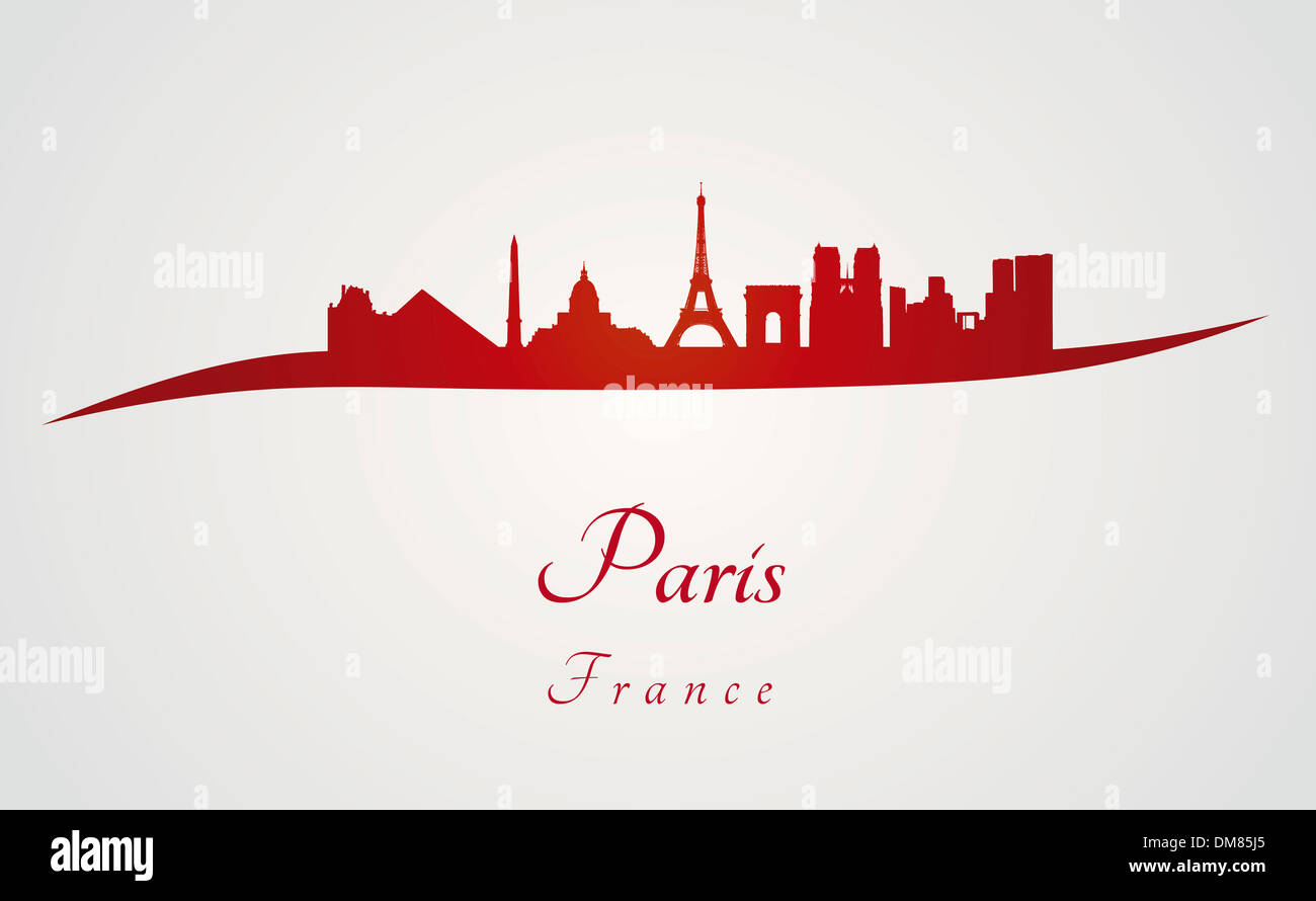 Paris skyline in red and gray background Stock Photo - Alamy
