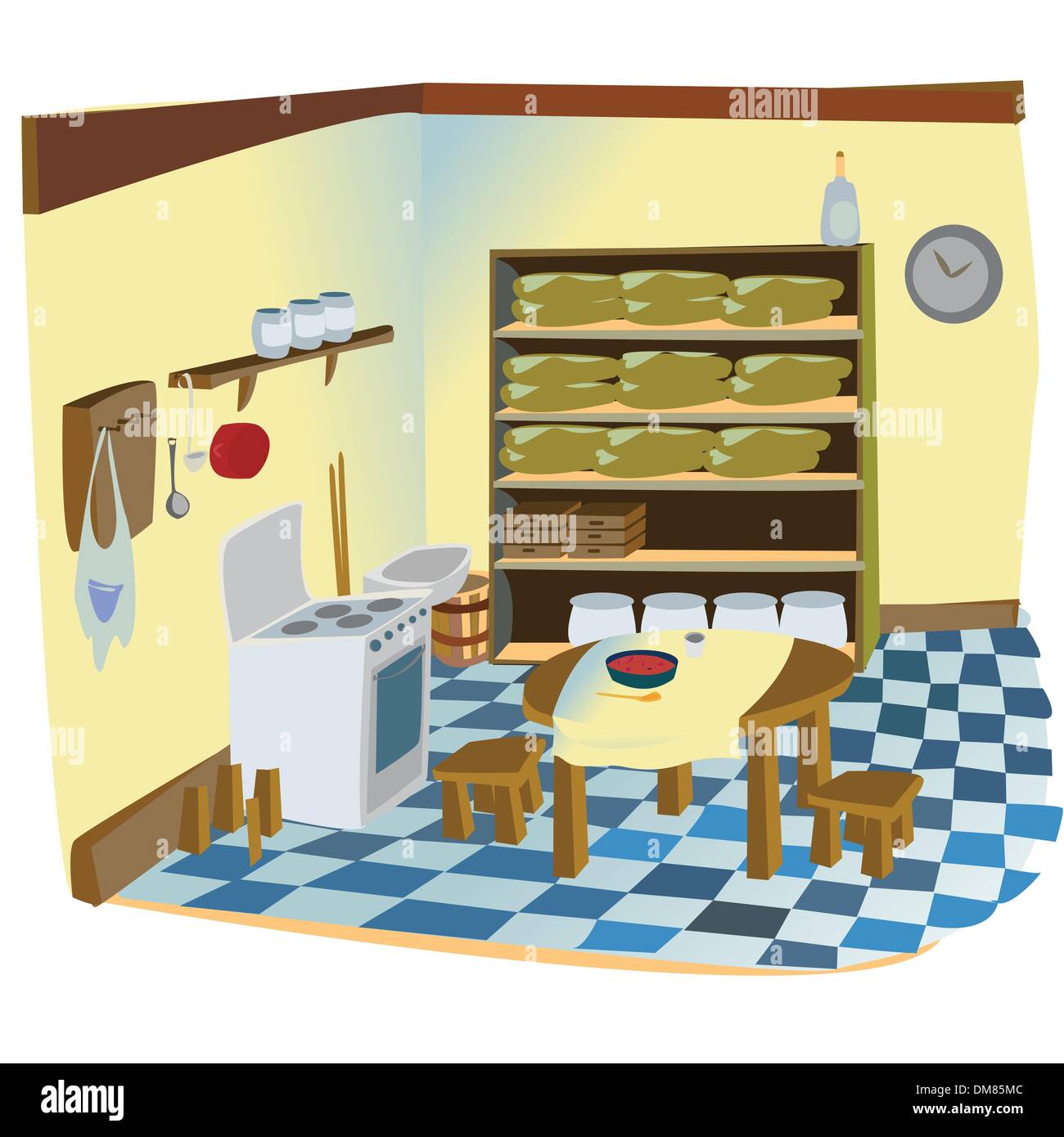 Rustic kitchen table Stock Vector Images - Alamy