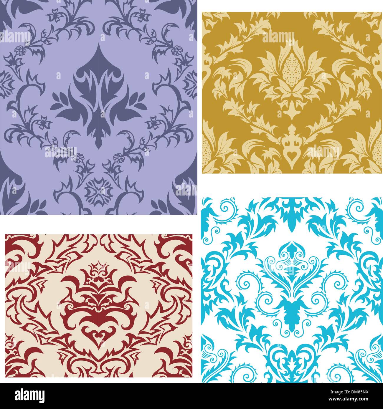 seamless damask patterns set Stock Vector Image & Art - Alamy