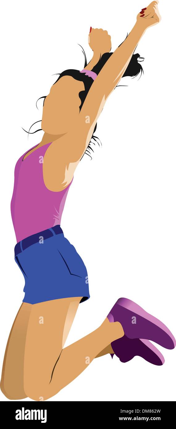 Jumping girl. Colored vector illustration Stock Vector Image & Art - Alamy