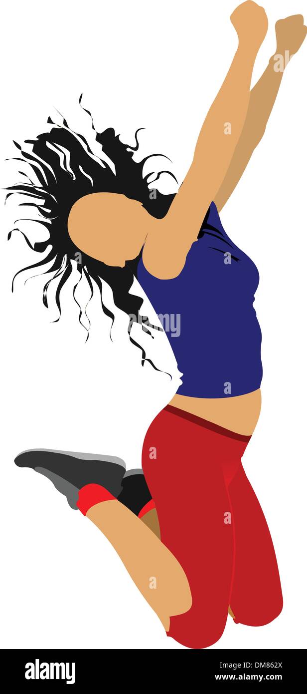 Jumping girl. Colored vector illustration Stock Vector Image & Art - Alamy