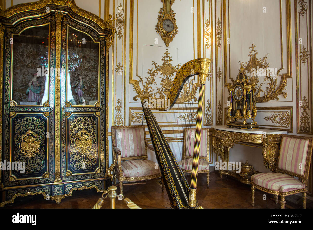 MUSIC SALON, WITH WHITE AND GOLD ORNAMENTAL WOODWORK CHARACTERISTIC OF ...