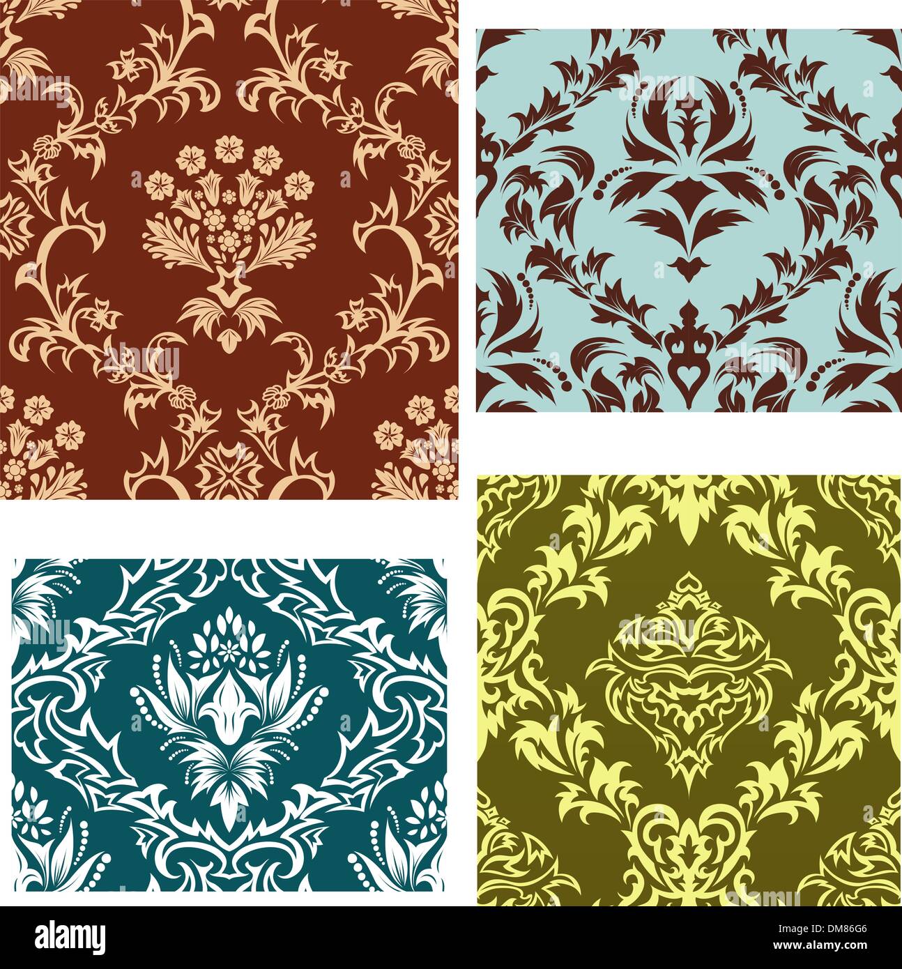 seamless damask patterns set Stock Vector Image & Art - Alamy