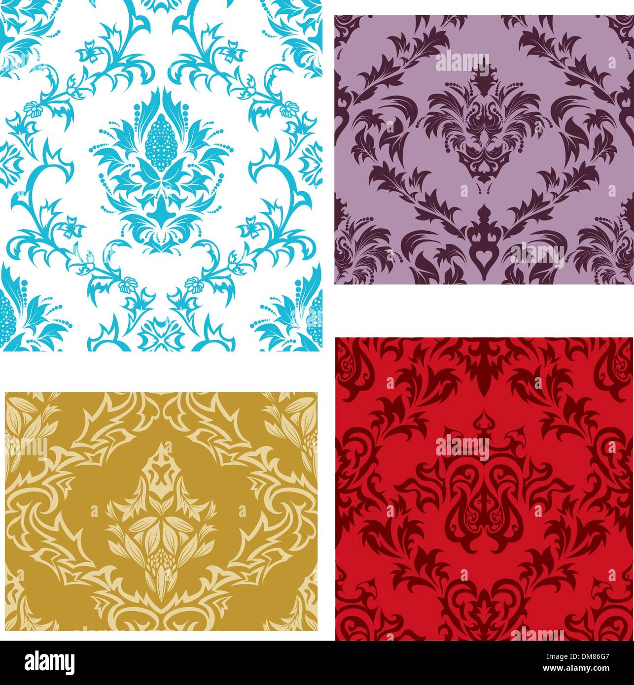 seamless damask patterns set Stock Vector Image & Art - Alamy