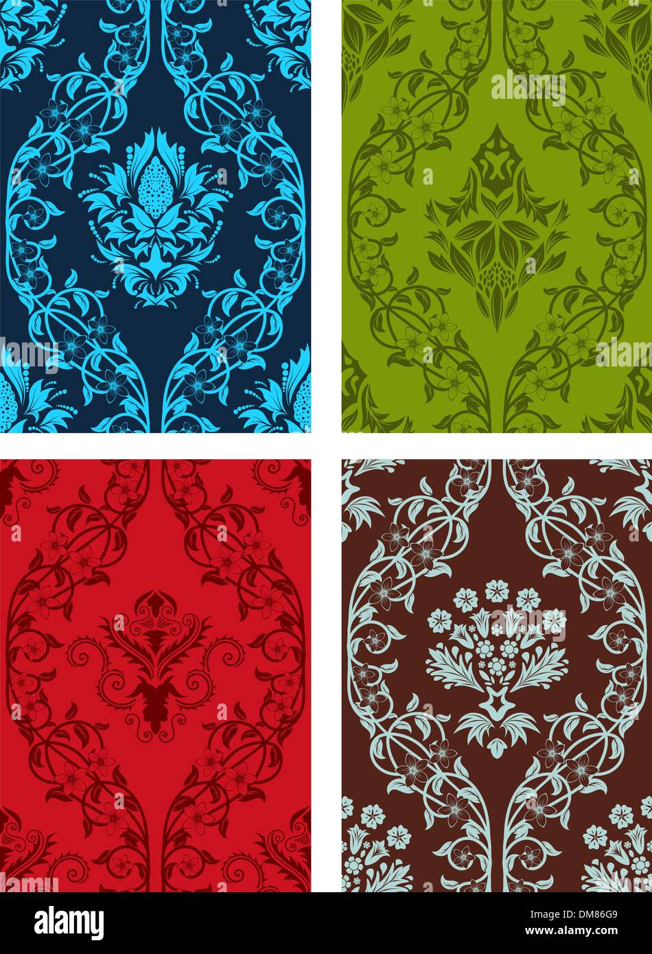 seamless damask patterns set Stock Vector Image & Art - Alamy