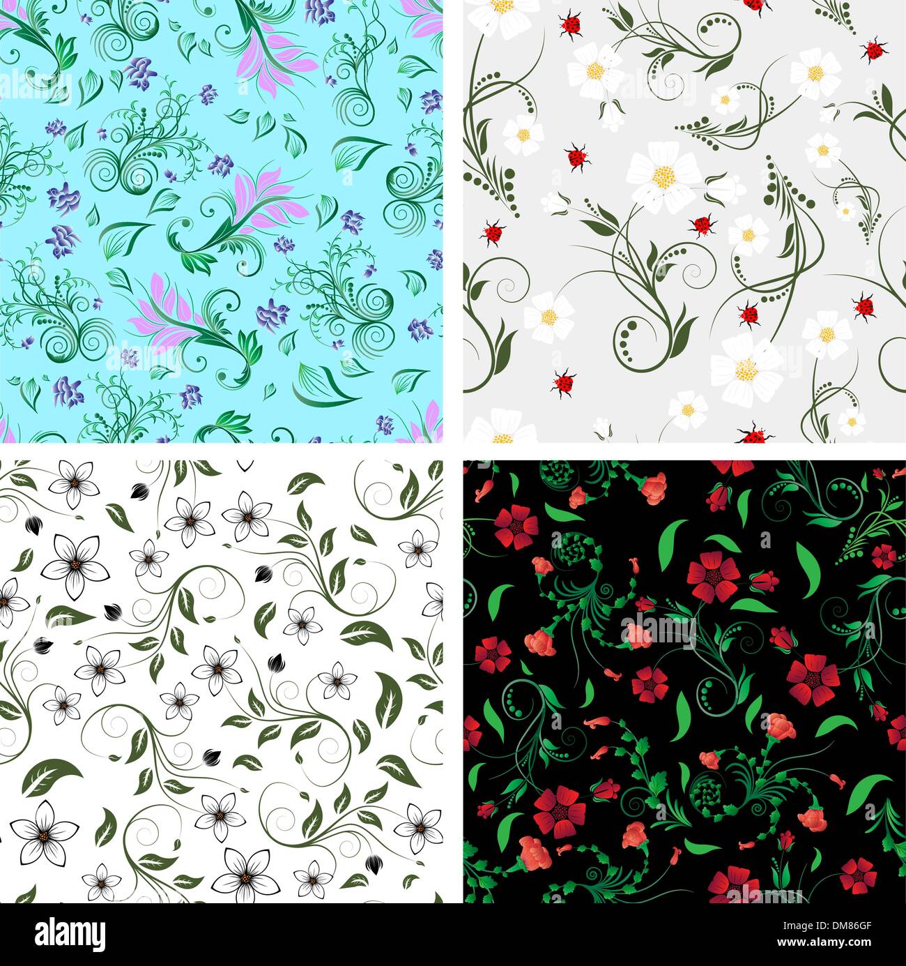seamless floral backgrounds set Stock Vector Image & Art - Alamy