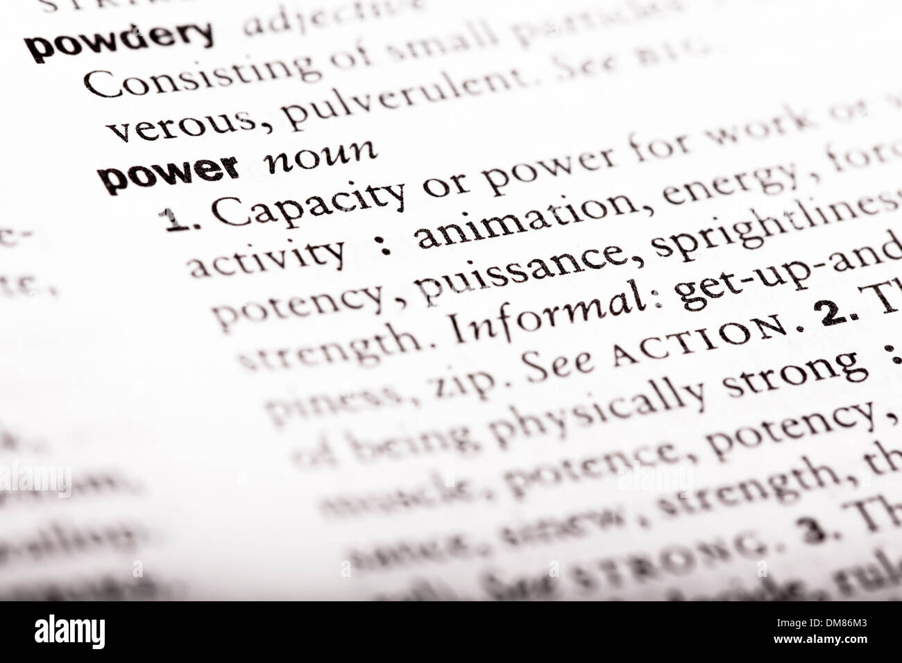 Dictionary Definition Of Power Stock Photo Alamy