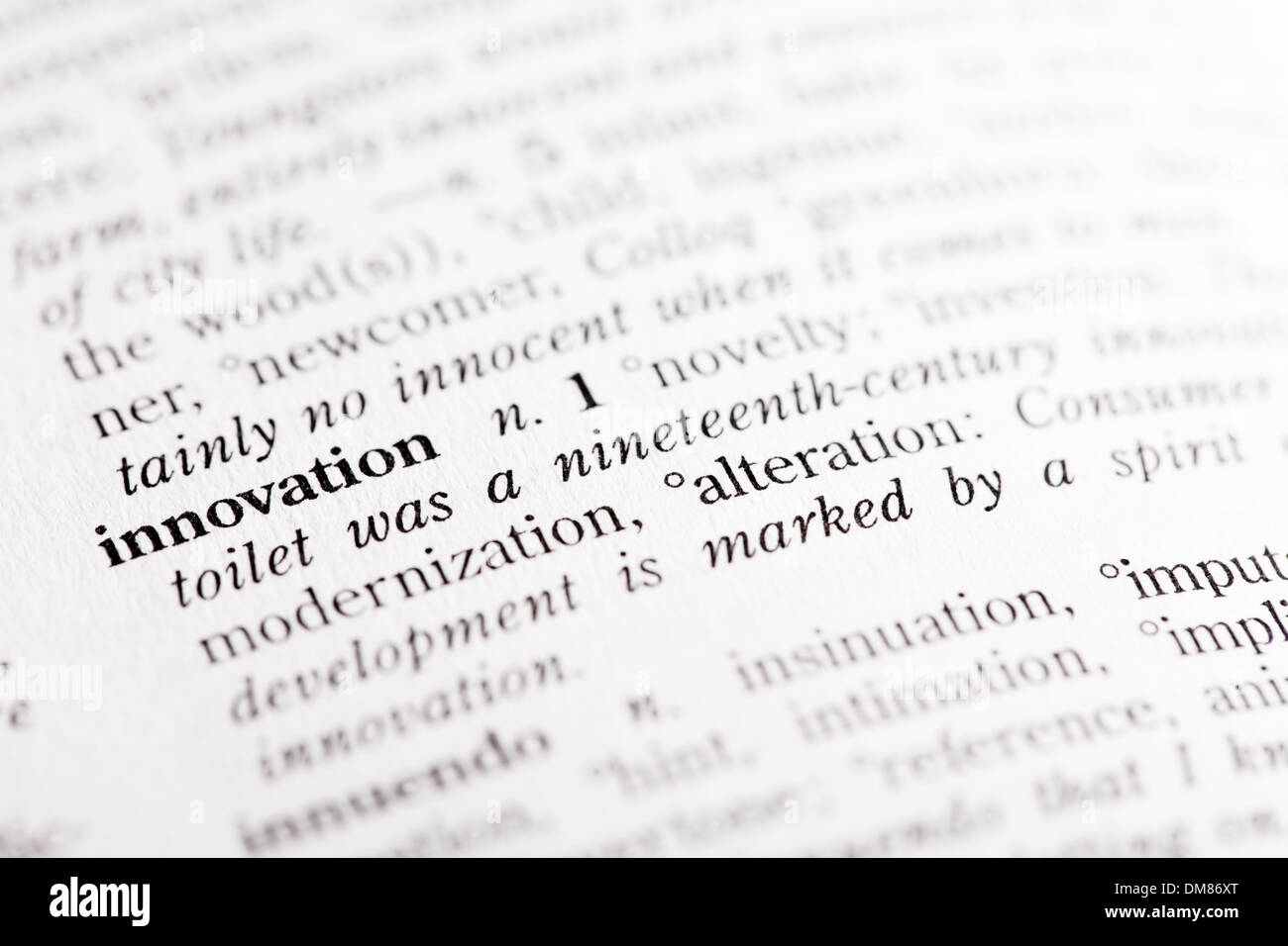 Dictionary definition of "Innovation Stock Photo - Alamy