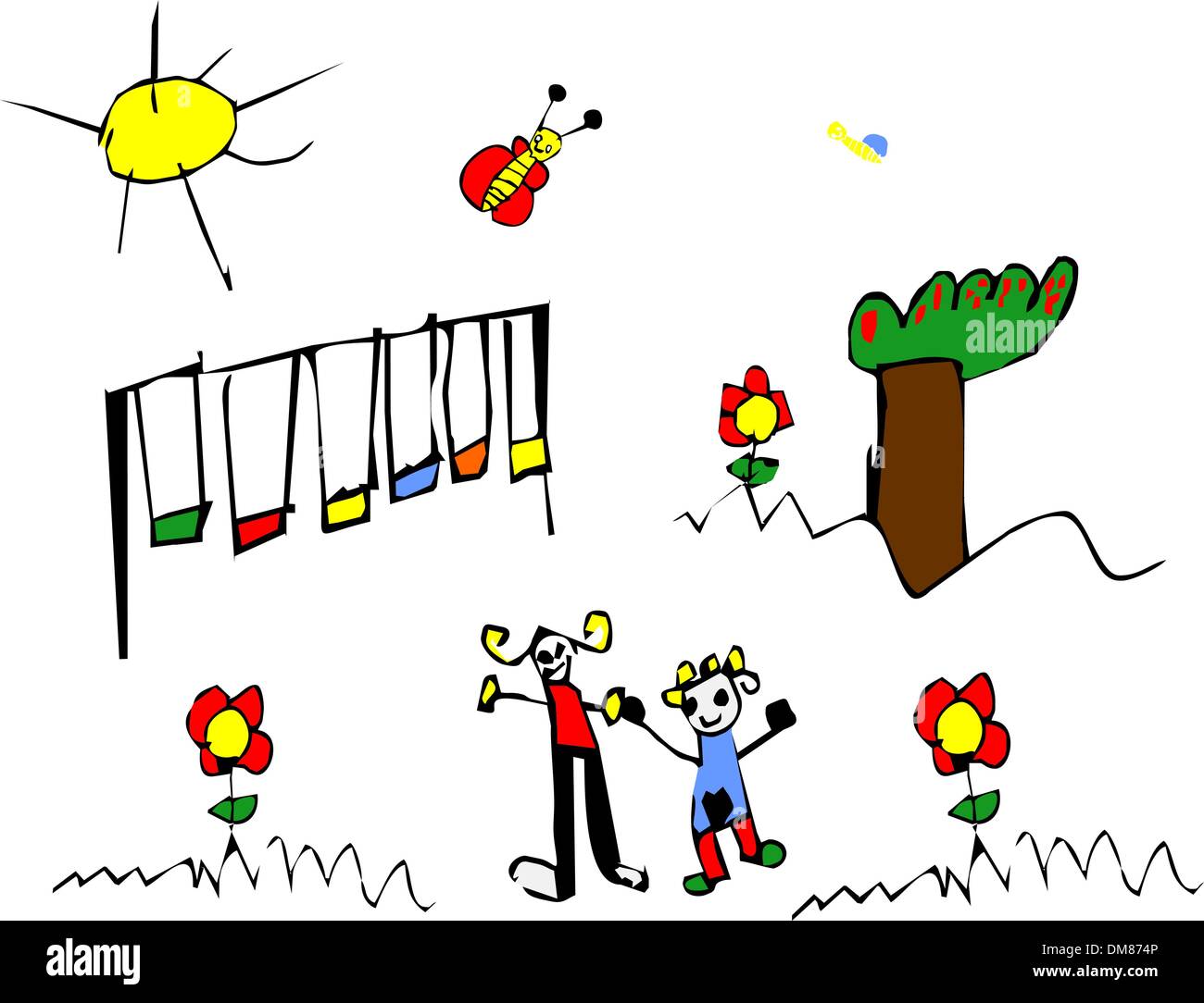 Spring time Child drawing Stock Vector Image & Art - Alamy