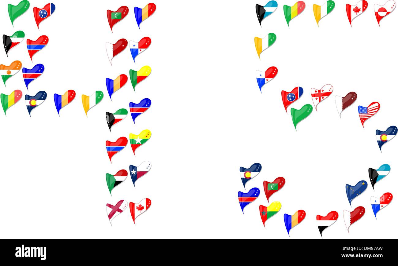 world country flags heart Number 4 5 Stock Vector Image & Art - Alamy