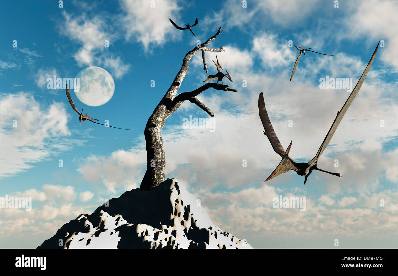 A Flock Of Pteranodons.1 Stock Photo - Alamy