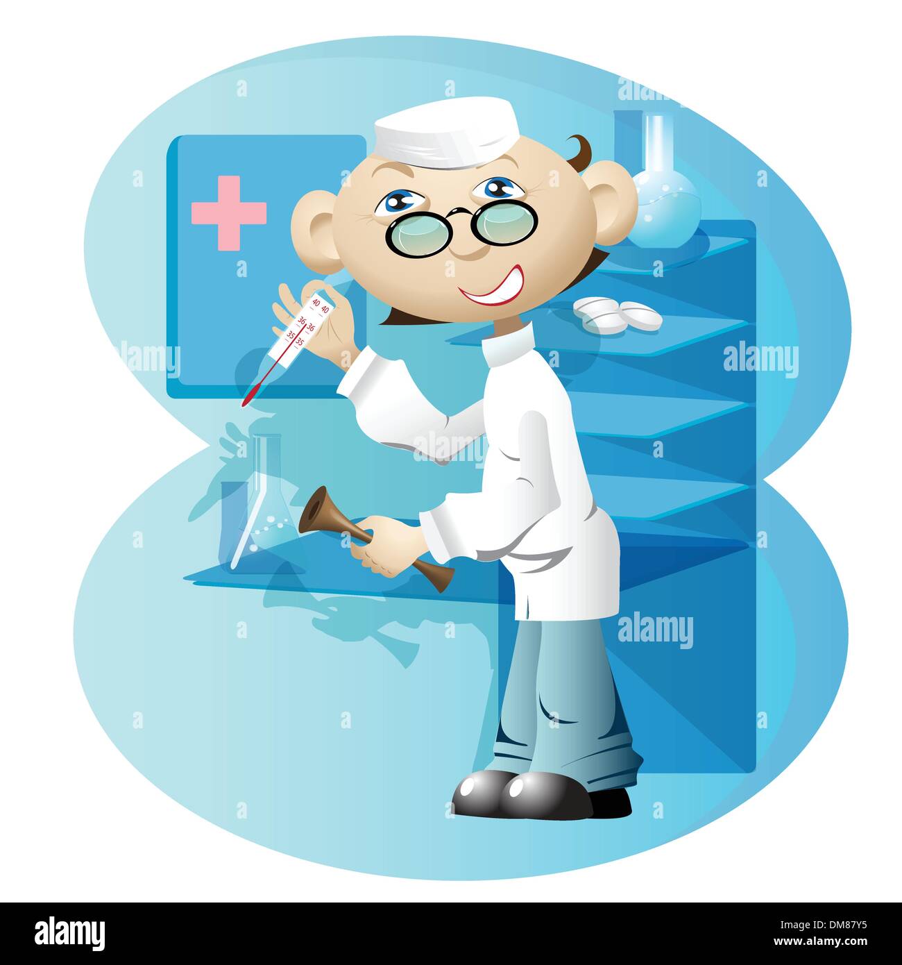 Cartoon doctor man glasses coat Cut Out Stock Images & Pictures - Alamy