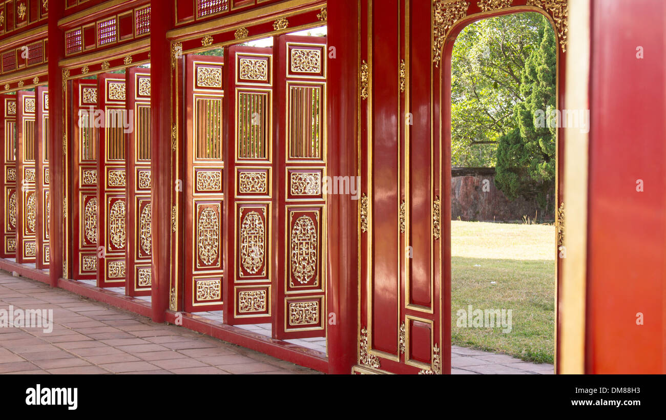 Ornate Gold Red Temple Doors Hue Vietnam South East Asia Stock Photo ...
