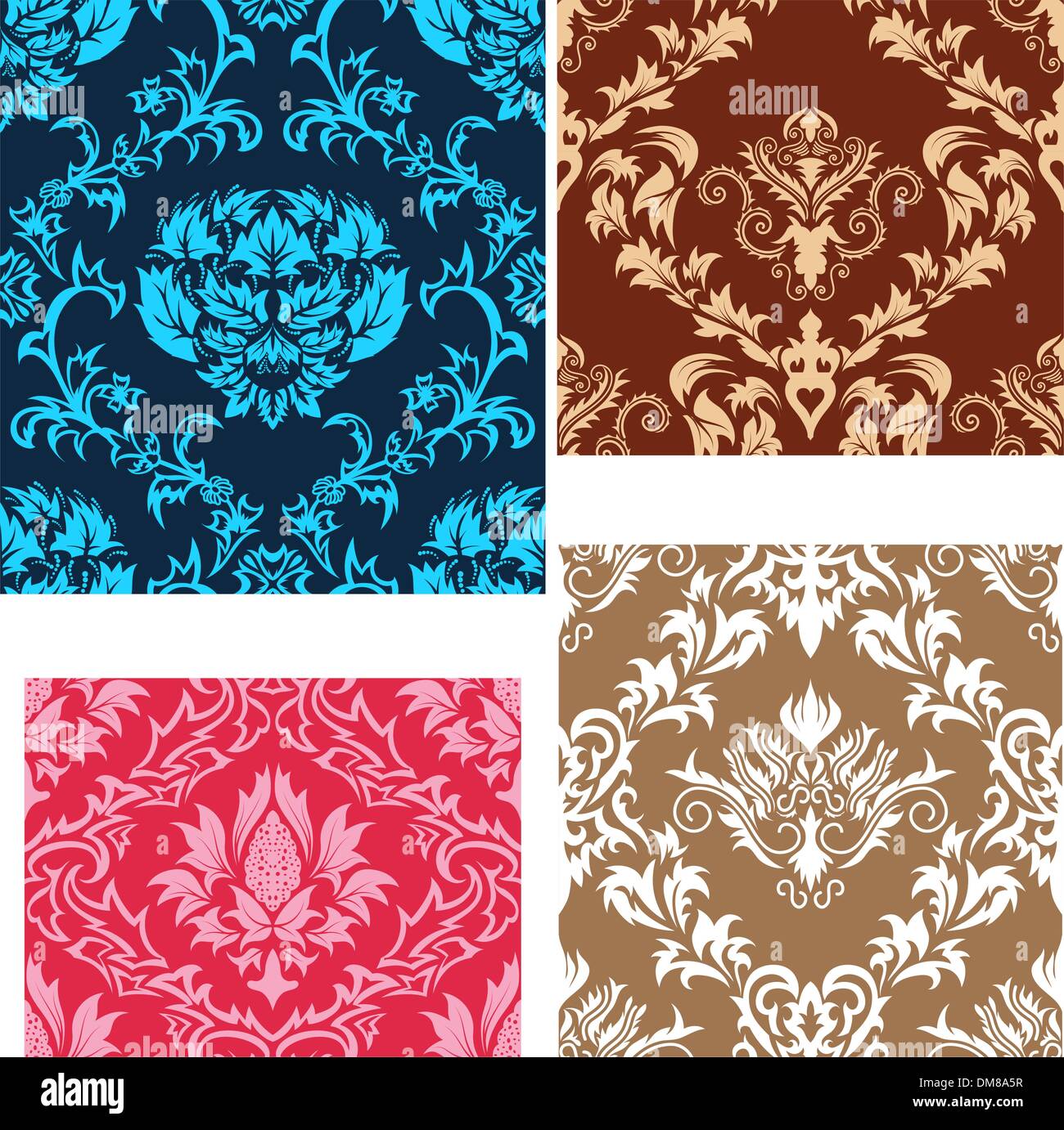 seamless damask patterns set Stock Vector Image & Art - Alamy