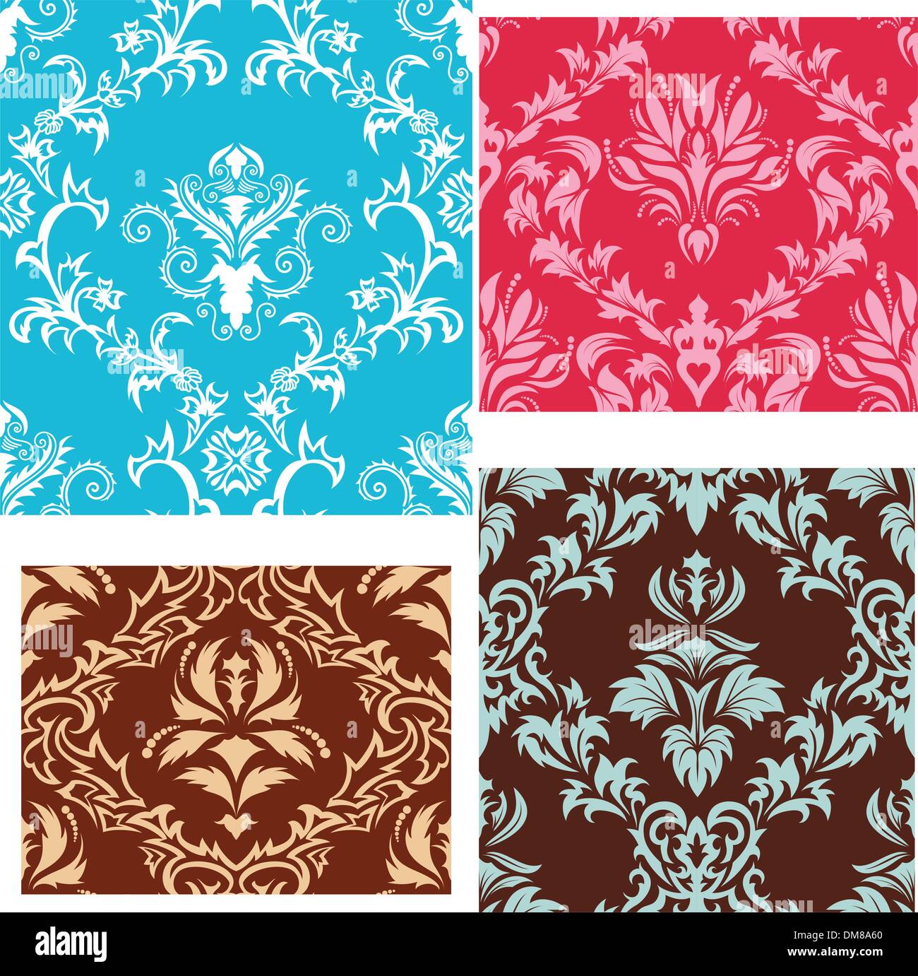 seamless damask patterns set Stock Vector Image & Art - Alamy
