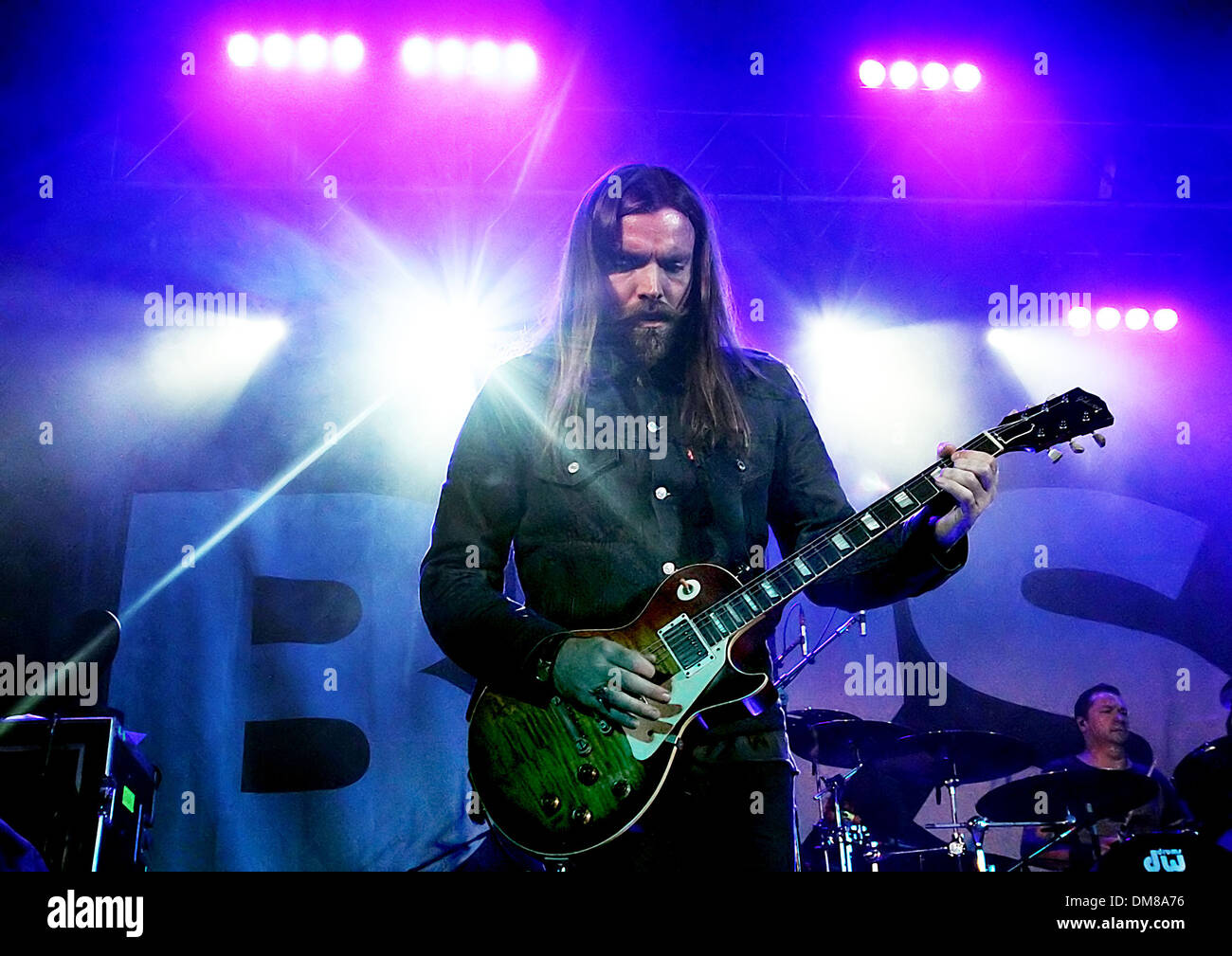 Chris Traynor of Bush performing on stage at Manchester Academy ...